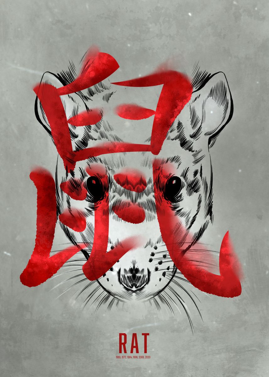 'Rat' Poster, picture, metal print, paint by Mr Jackpots | Displate