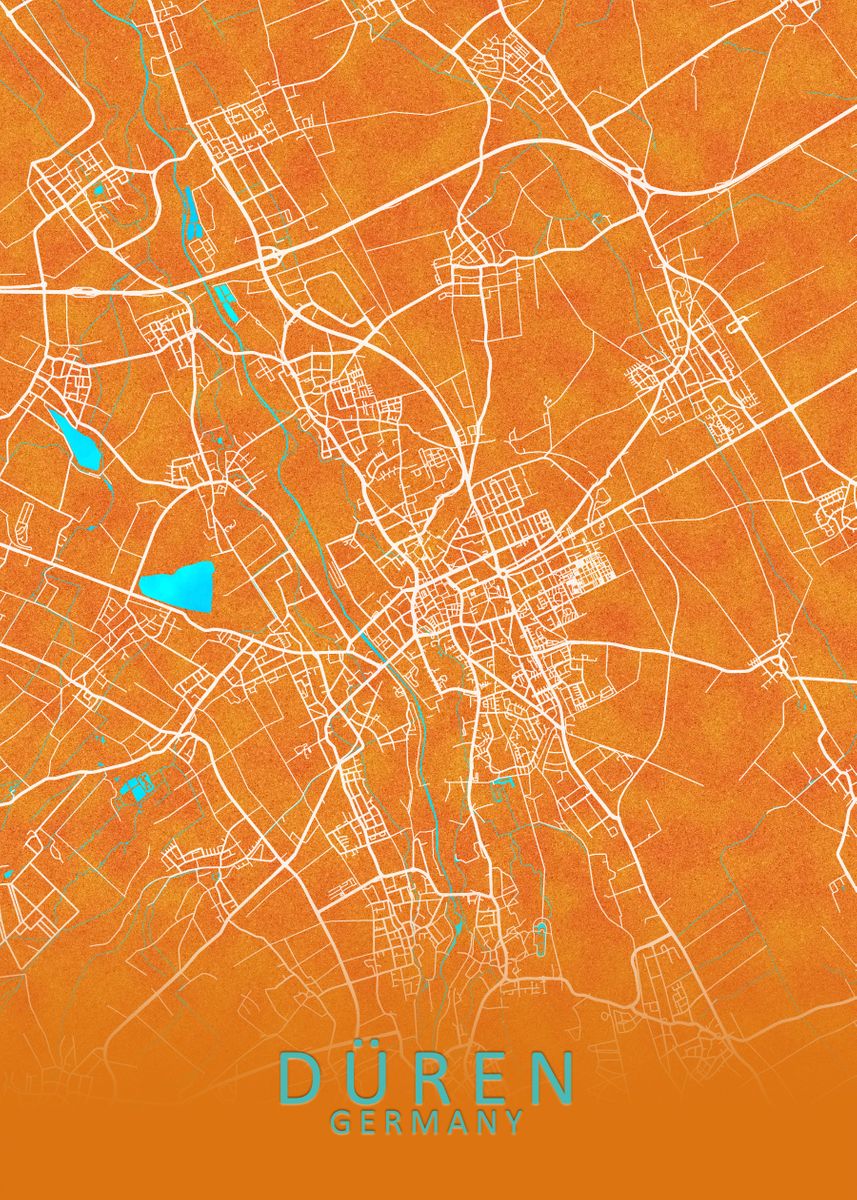 'Duren Germany City Map' Poster, picture, metal print, paint by City ...
