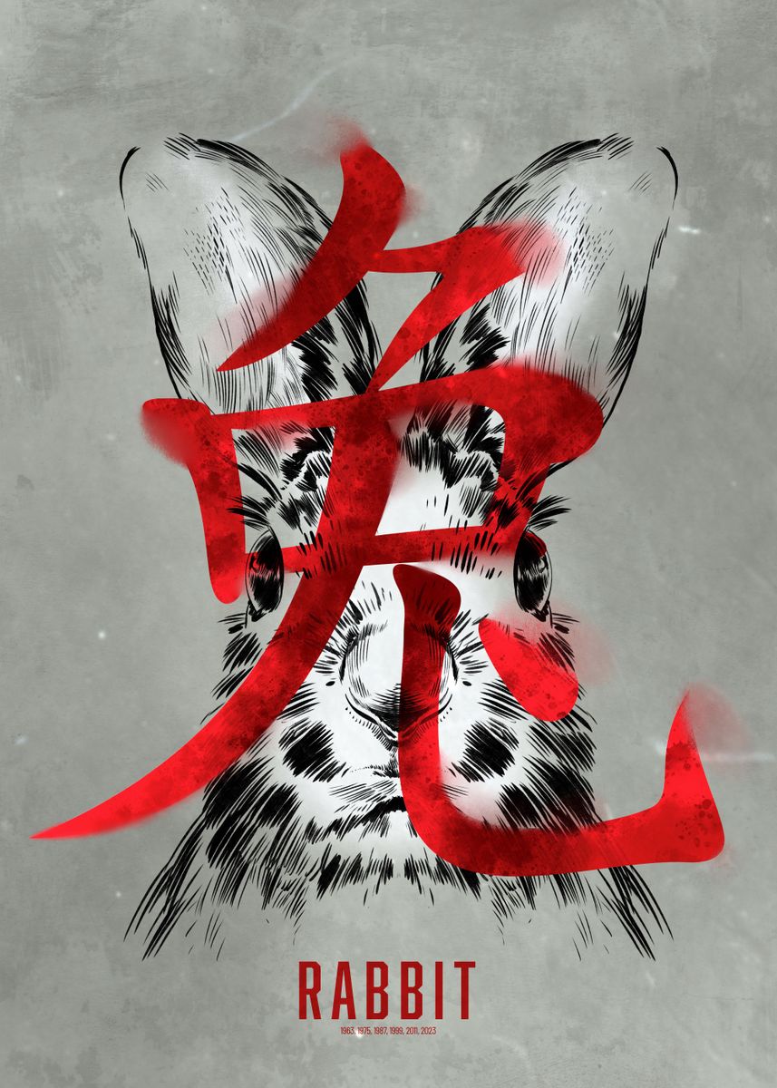 'Rabbit' Poster, picture, metal print, paint by Mr Jackpots | Displate