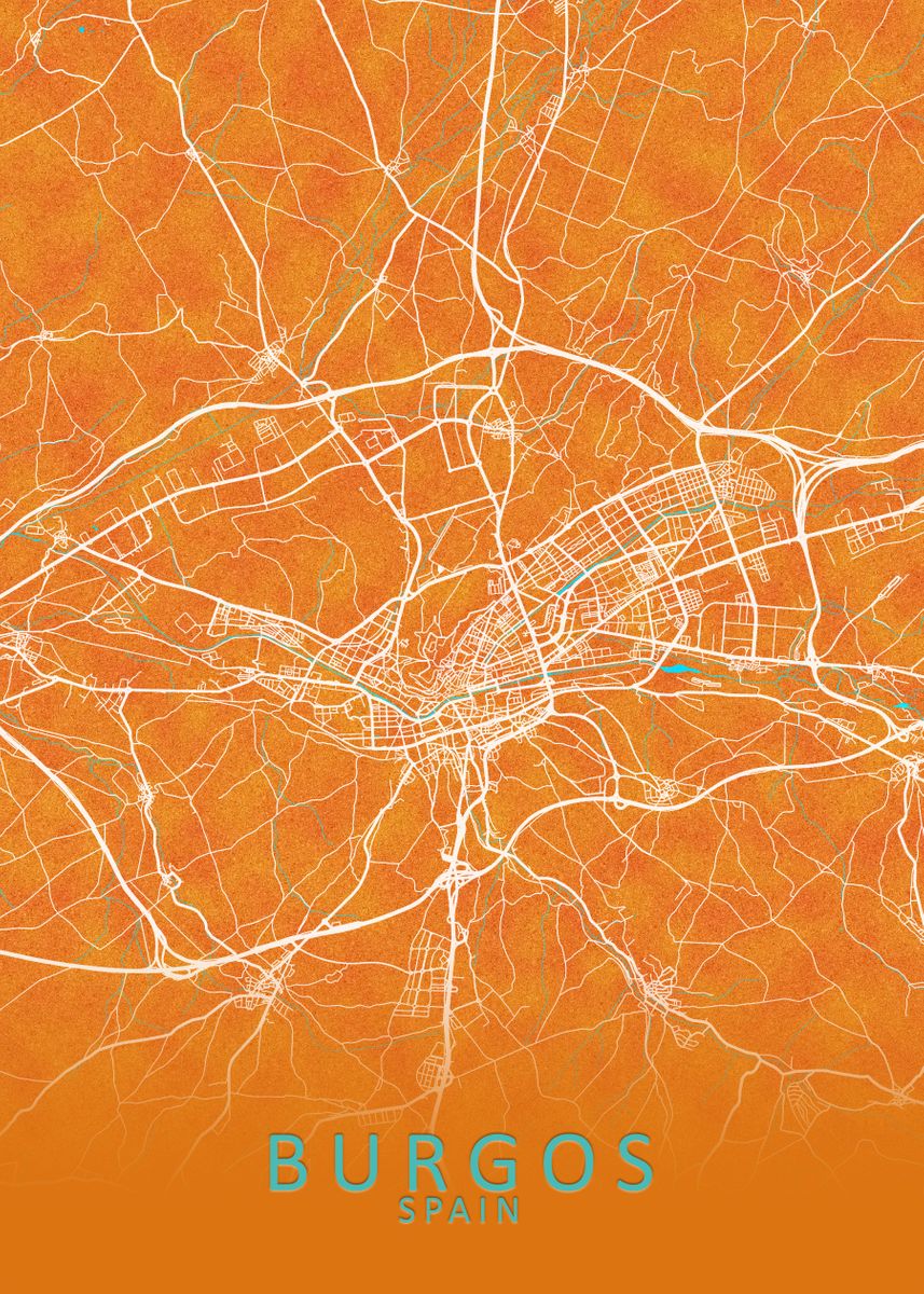 'Burgos Spain City Map ' Poster, picture, metal print, paint by City ...