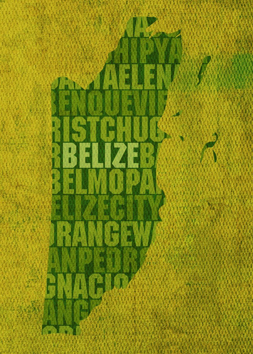 'Belize Country Word Map' Poster, picture, metal print, paint by Design ...