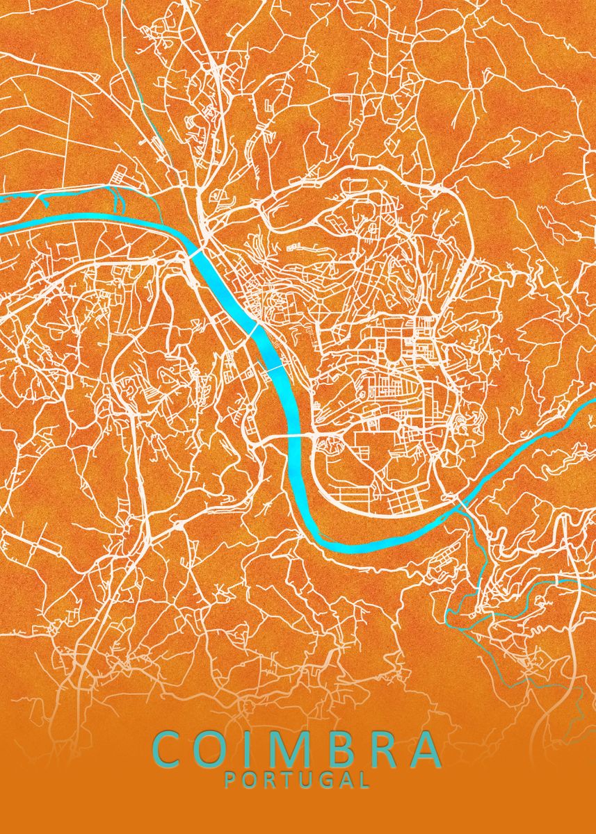 'Coimbra Portugal City Map' Poster, picture, metal print, paint by City ...