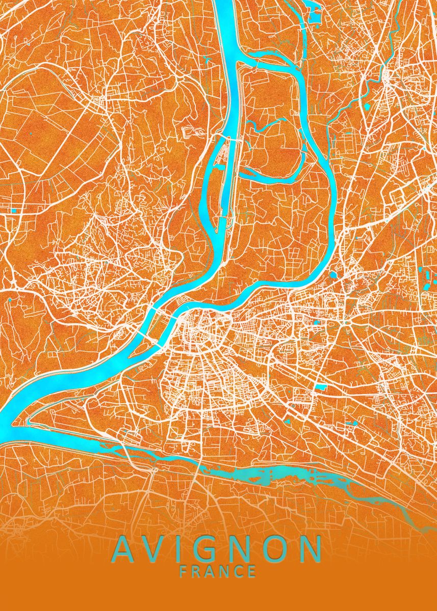 'Avignon France City Map' Poster, picture, metal print, paint by City ...
