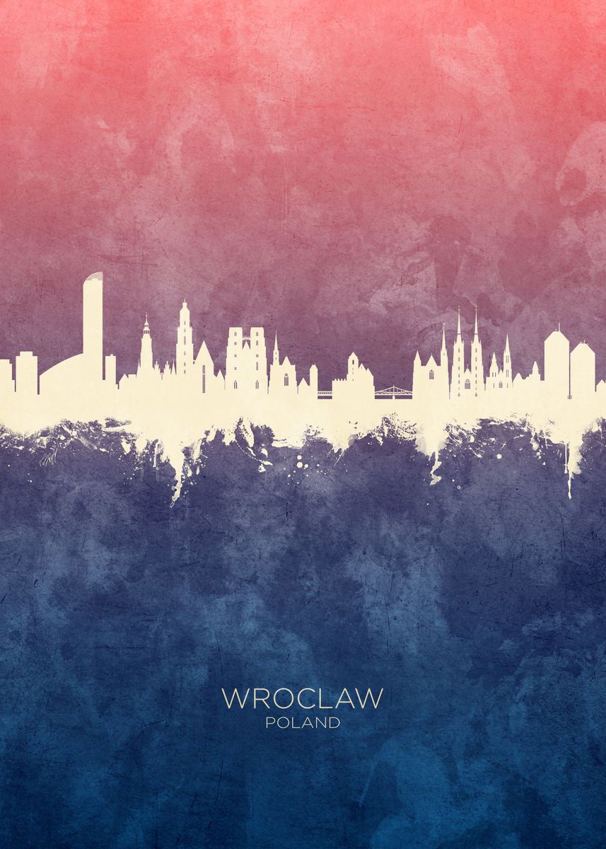 'Wroclaw Skyline Poland' Poster by Michael Tompsett | Displate