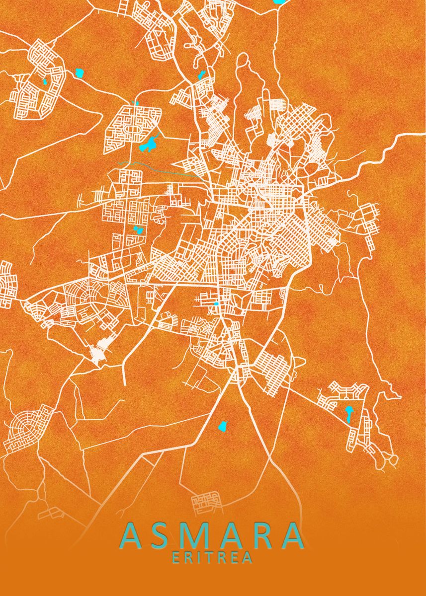 'Asmara Eritrea City Map' Poster, picture, metal print, paint by City ...