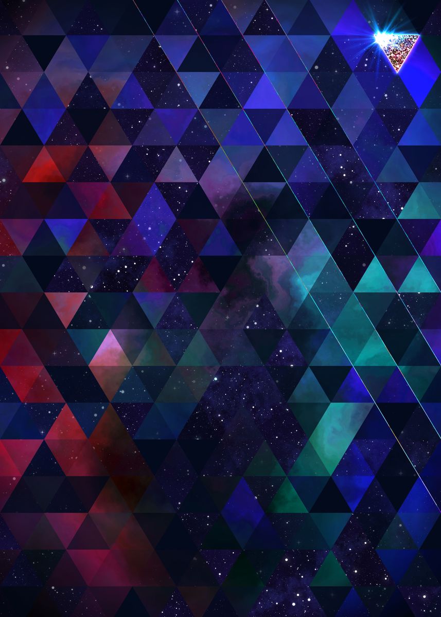 'Space Geometric Abstract' Poster, picture, metal print, paint by Holy ...