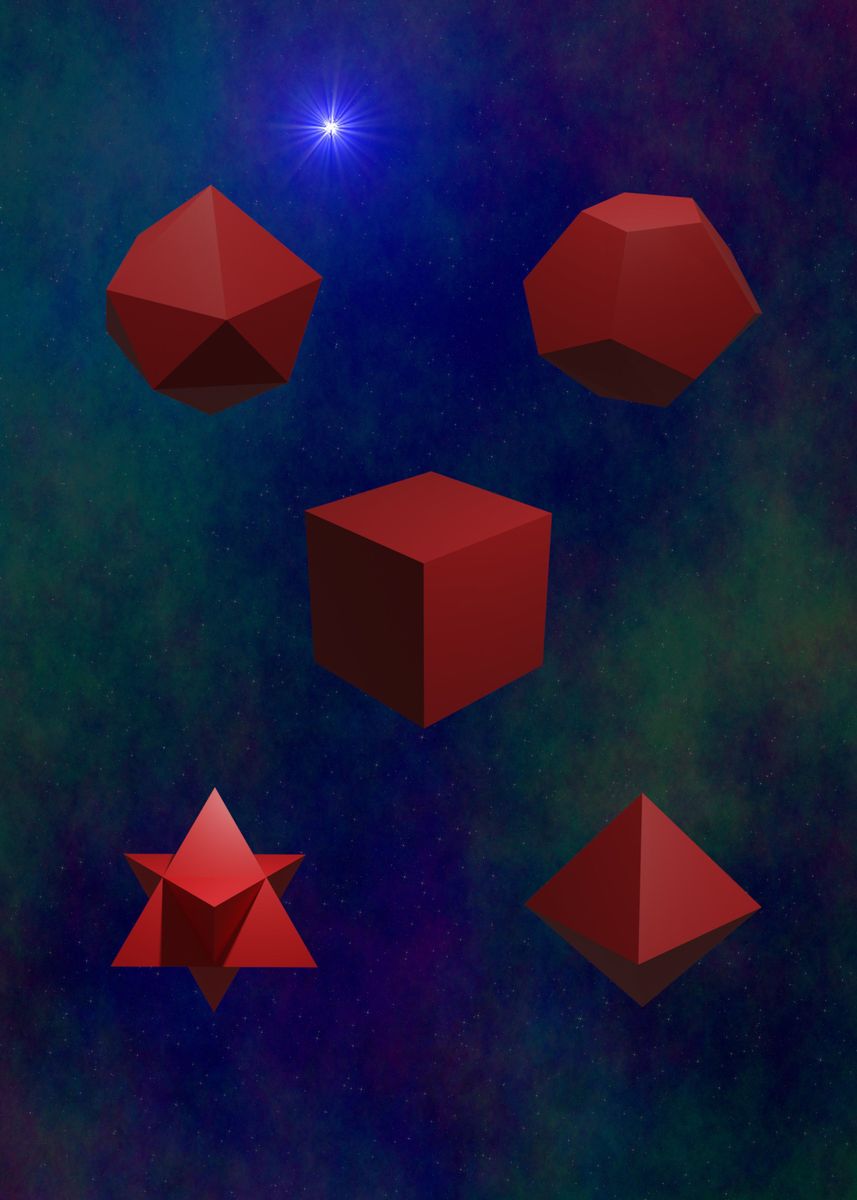 '5 Platonic Solids' Poster, picture, metal print, paint by EnergyMancer ...