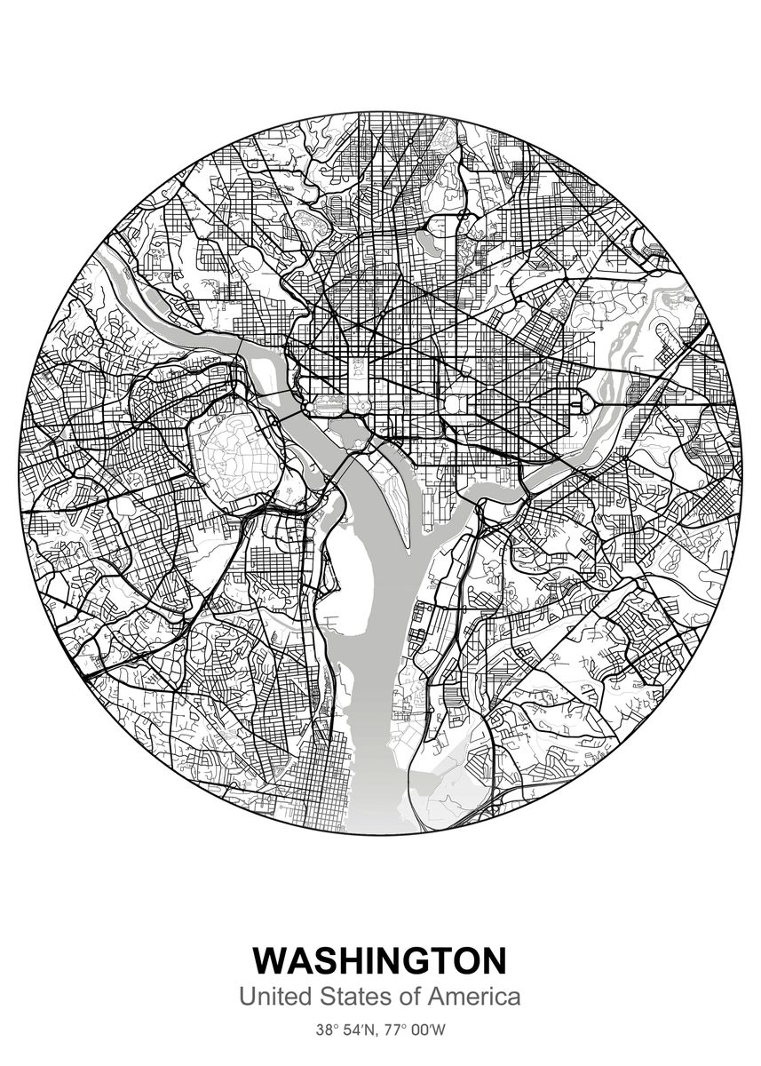 'washington circle map' Poster, picture, metal print, paint by Project ...