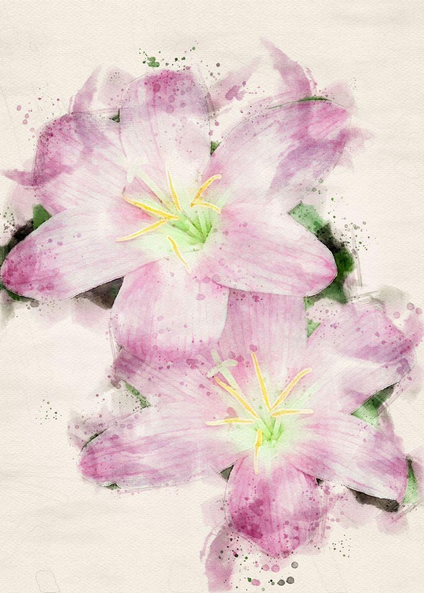 'Pink Flower ' Poster, picture, metal print, paint by ElaenisArts ...