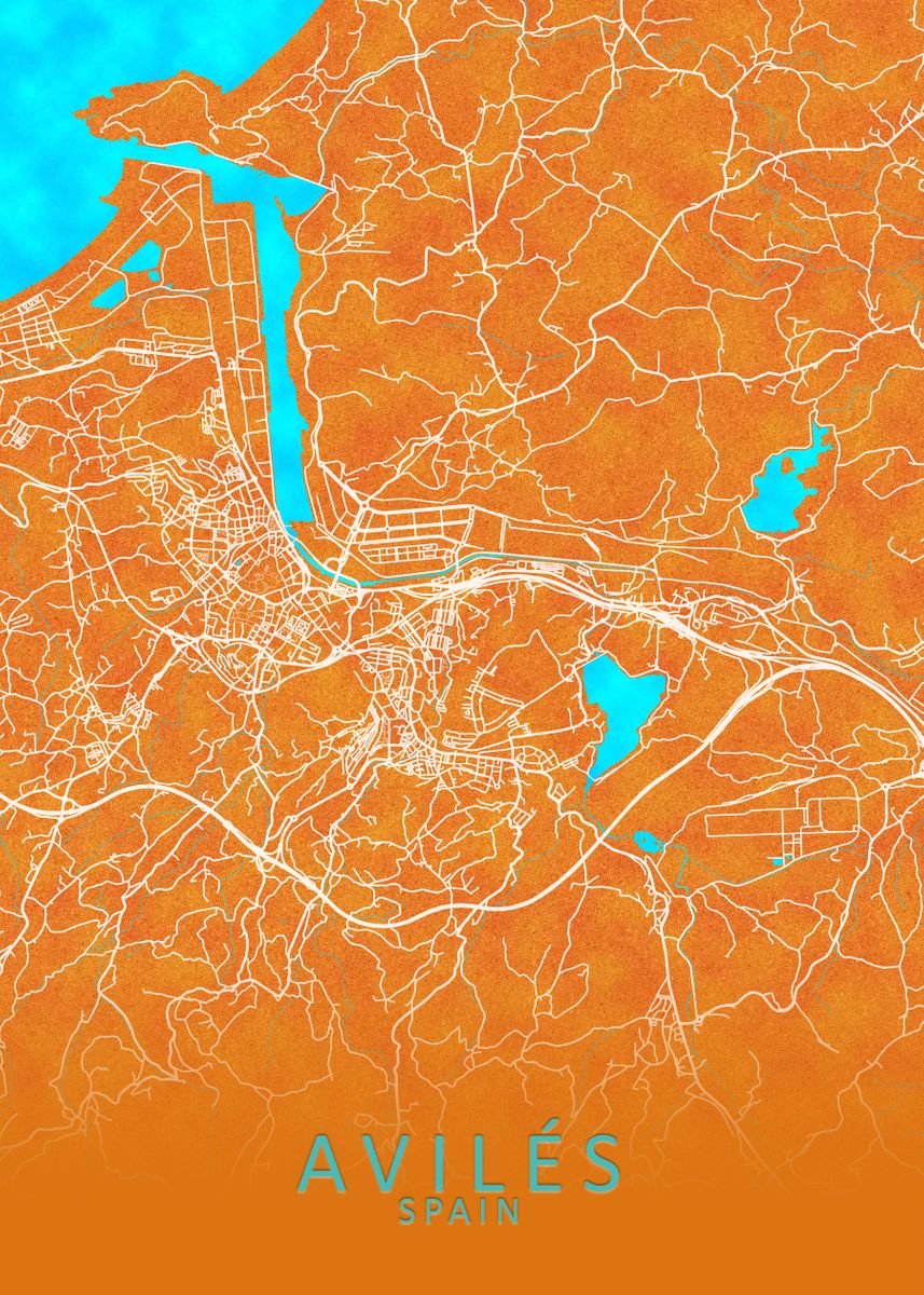 'Avils Spain City Map ' Poster, picture, metal print, paint by City Map ...