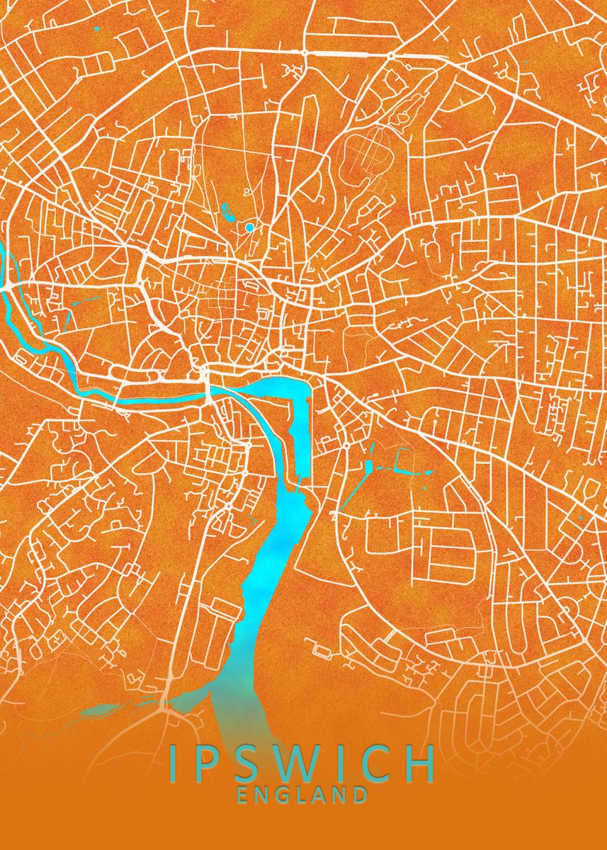 'Ipswich England City Map' Poster, picture, metal print, paint by City ...