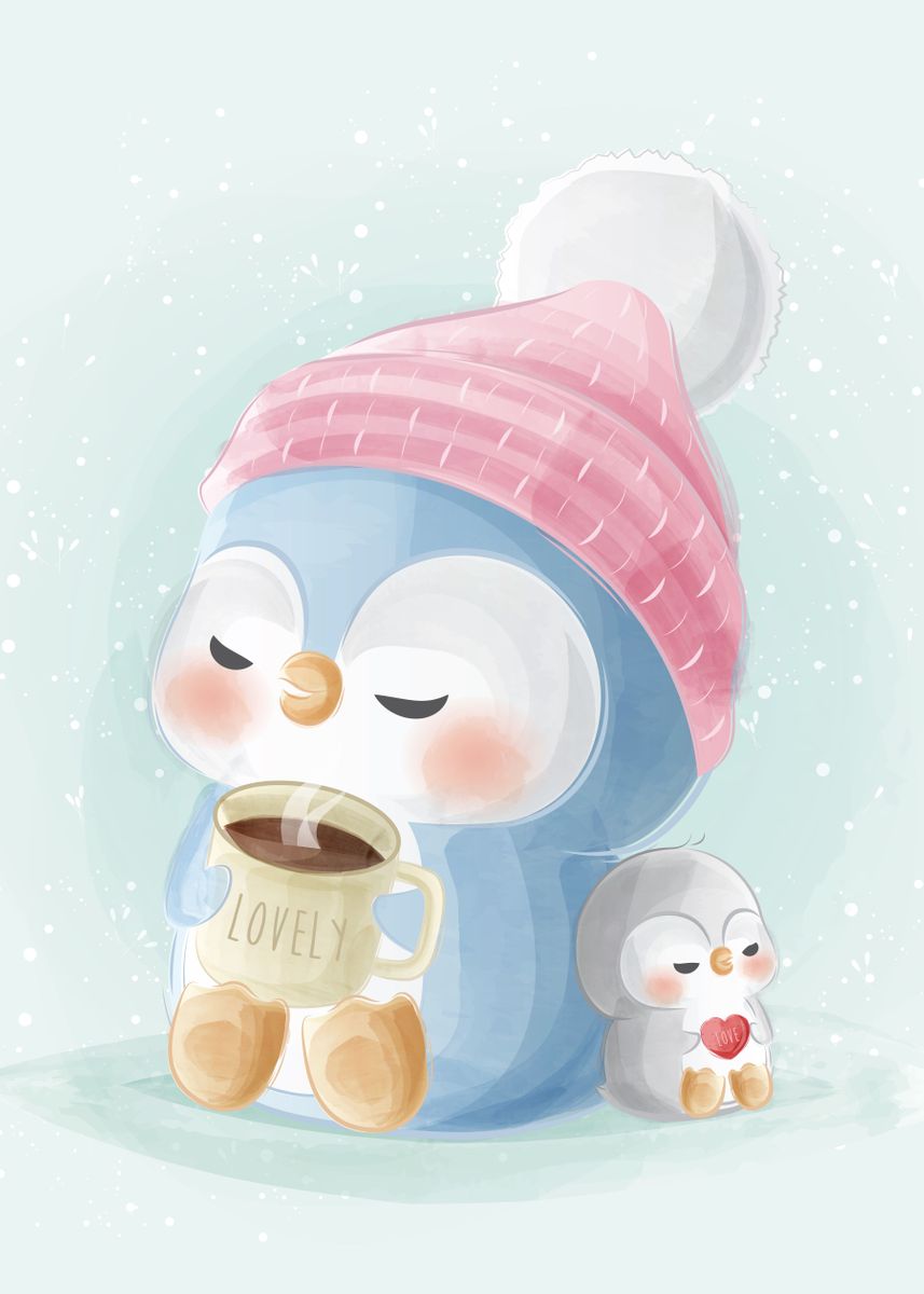 'Cute penguin' Poster, picture, metal print, paint by Queensy Collin ...