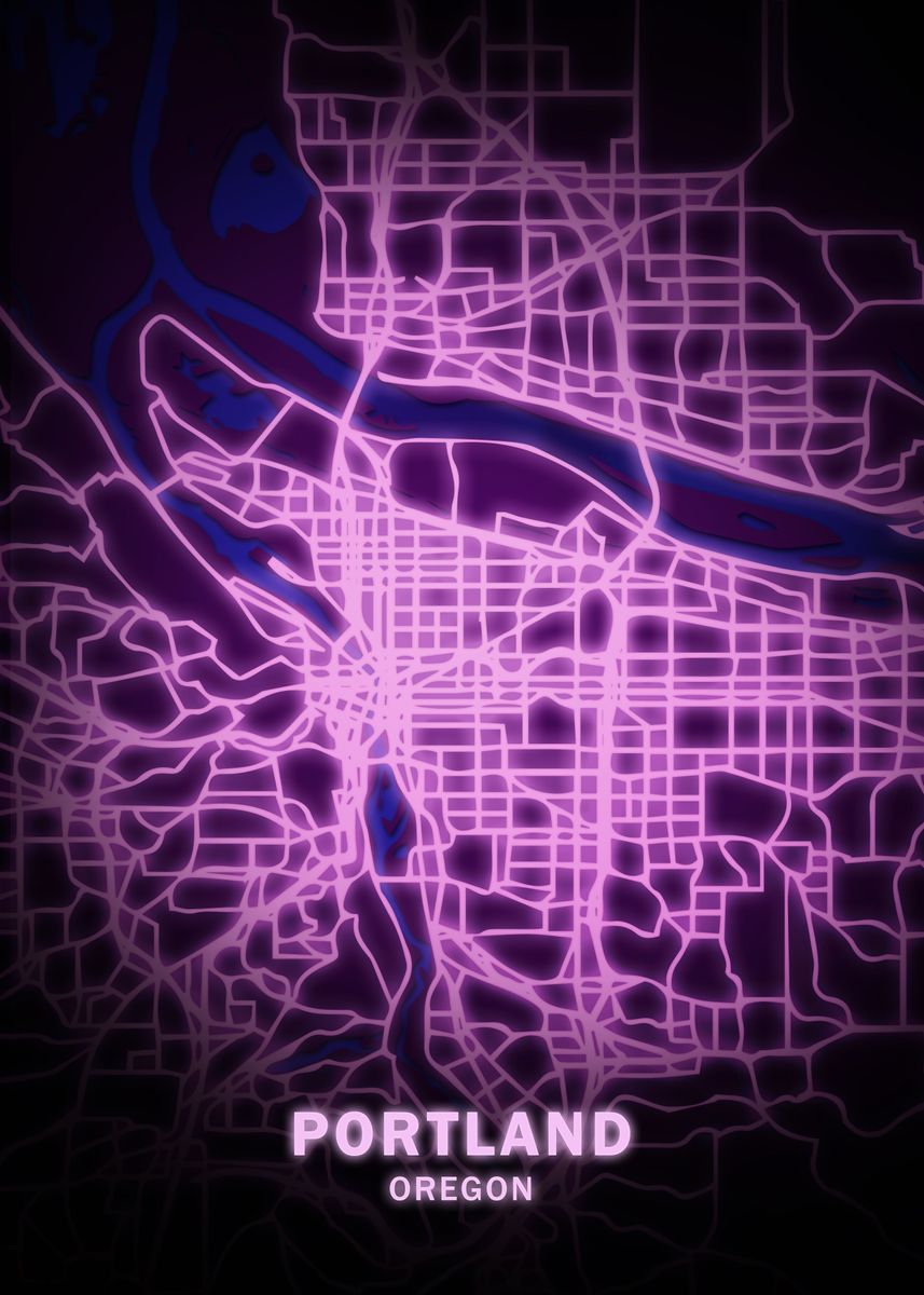 'PORTLAND MAP' Poster, picture, metal print, paint by vector heroes ...