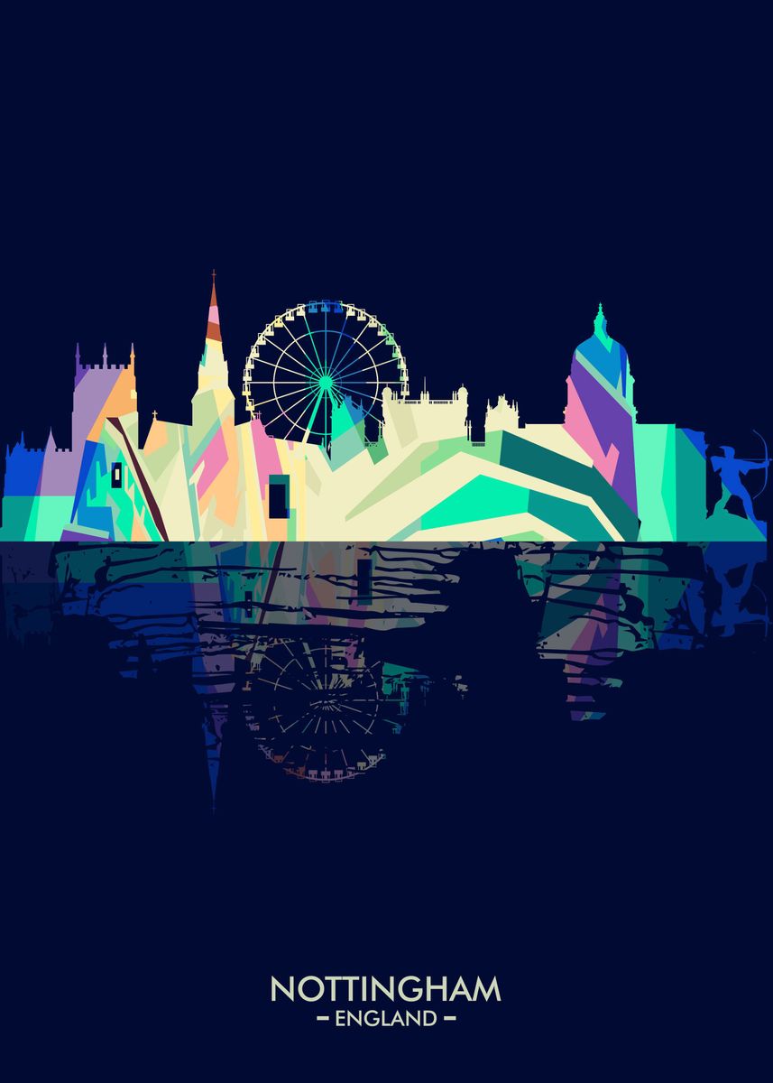'Nottingham city skyline' Poster, picture, metal print, paint by Ziartz ...