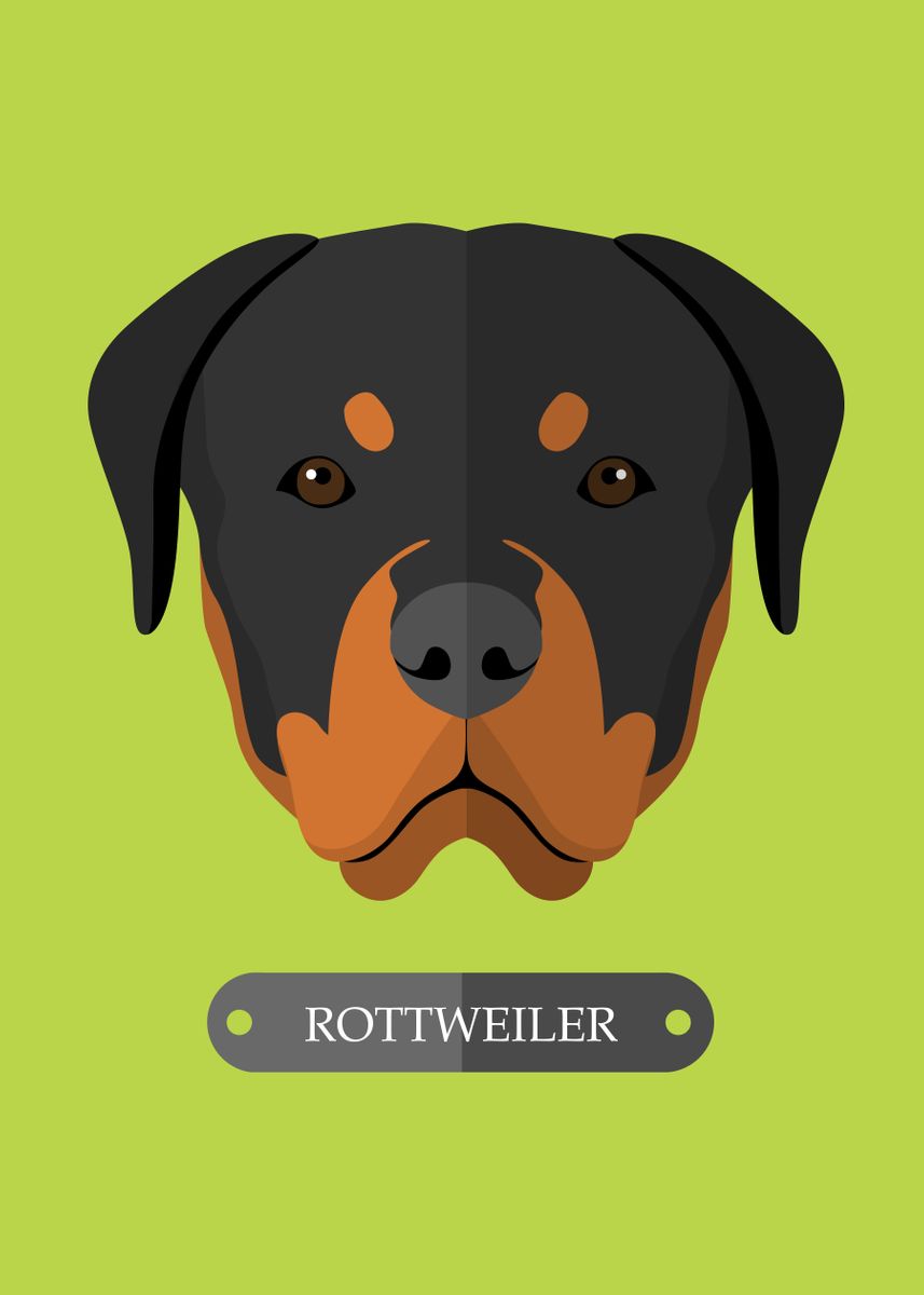 ' dog rottweiler' Poster, picture, metal print, paint by Queensy Collin ...