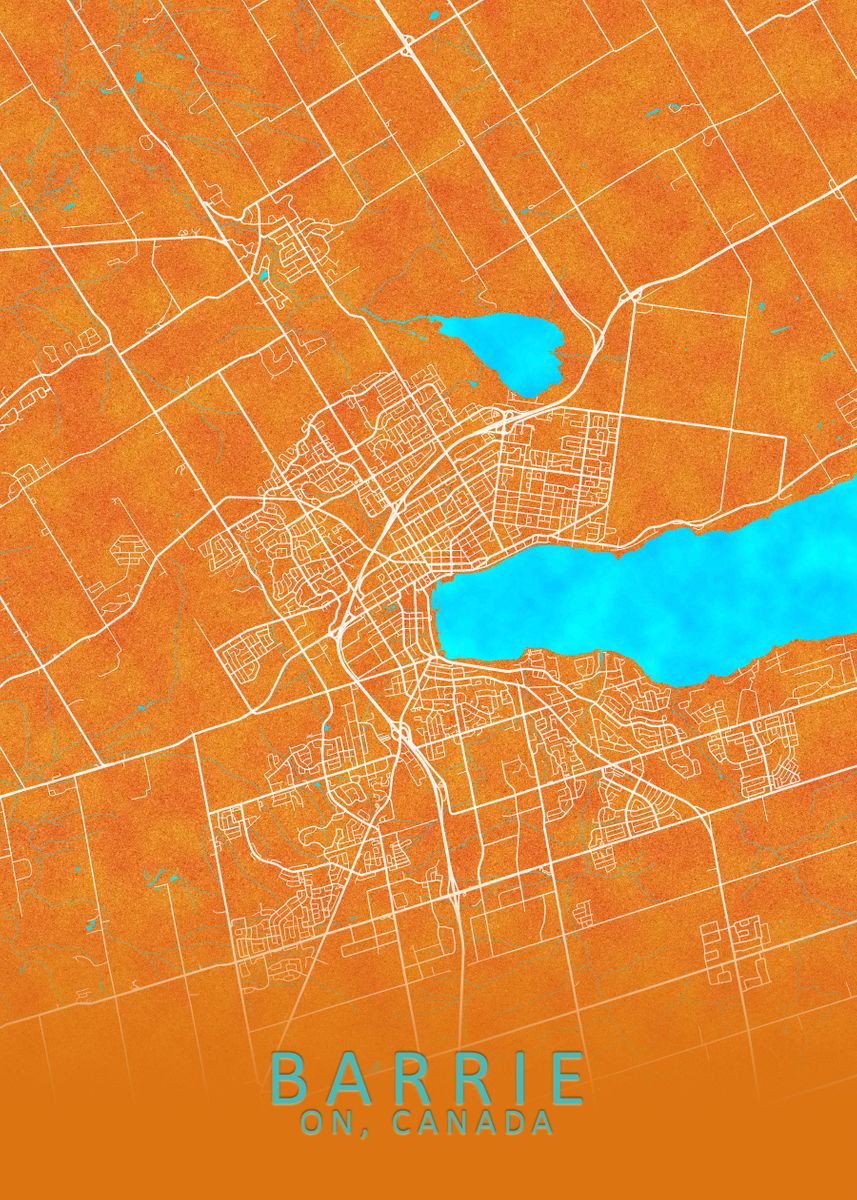'Barrie ON Canada City Map' Poster, picture, metal print, paint by City ...