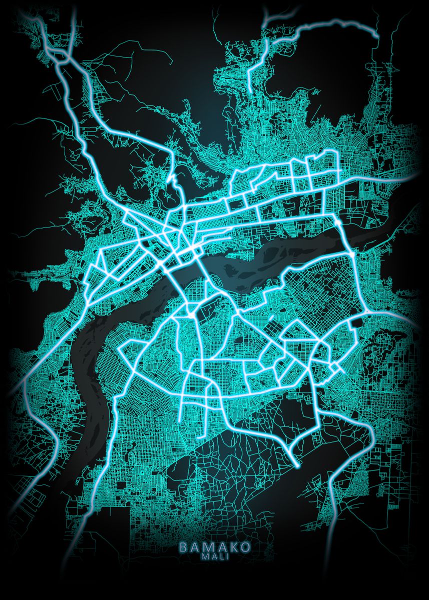 'Bamako Mali City Map ' Poster, picture, metal print, paint by City Map ...