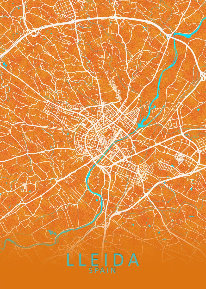 'Lleida Spain City Map ' Poster by City Map Art Prints | Displate
