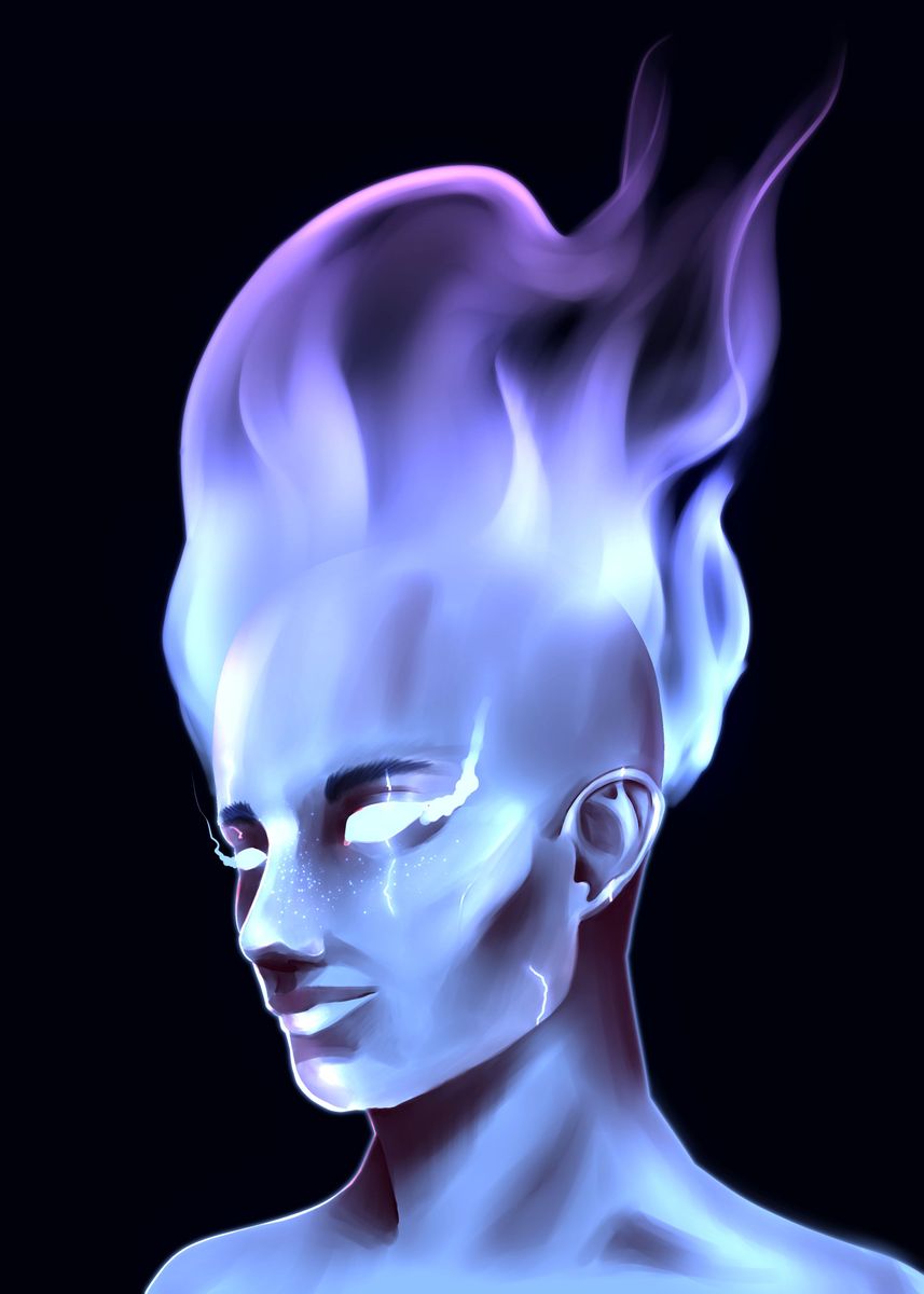 'Flame head' Poster, picture, metal print, paint by Matias Cabrera ...