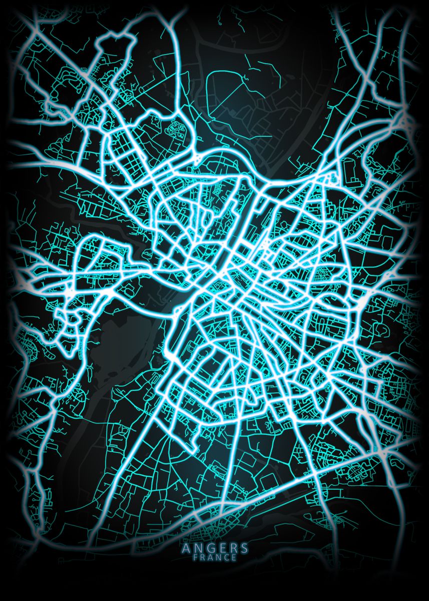 'Angers France City Map' Poster, picture, metal print, paint by City ...