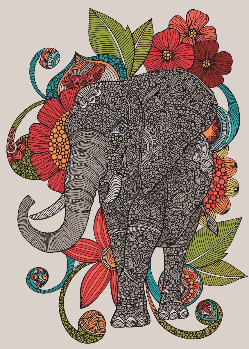 'Ruby the Elephant' Poster, picture, metal print, paint by Valentina ...