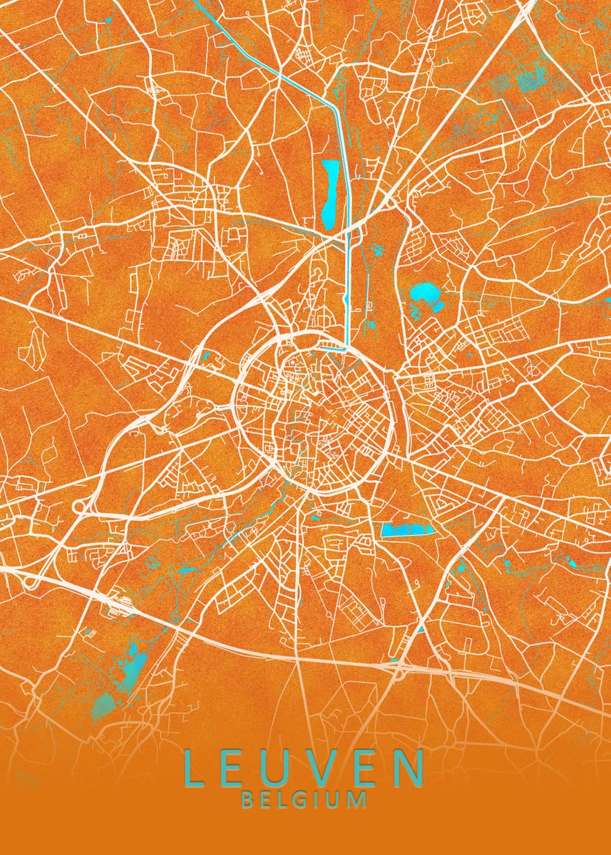 'Leuven Belgium City Map' Poster, picture, metal print, paint by City ...