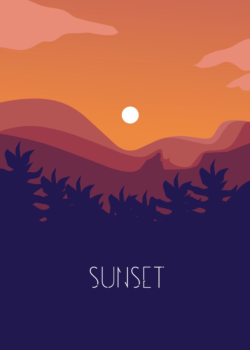 'Sunset' Poster, picture, metal print, paint by Ahmadart Potrait | Displate