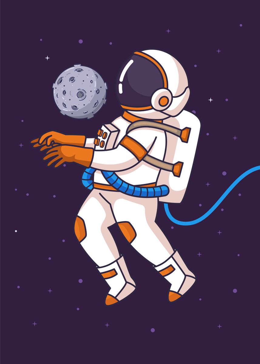 'Juggling Soccer Astronaut' Poster by Yellowline | Displate