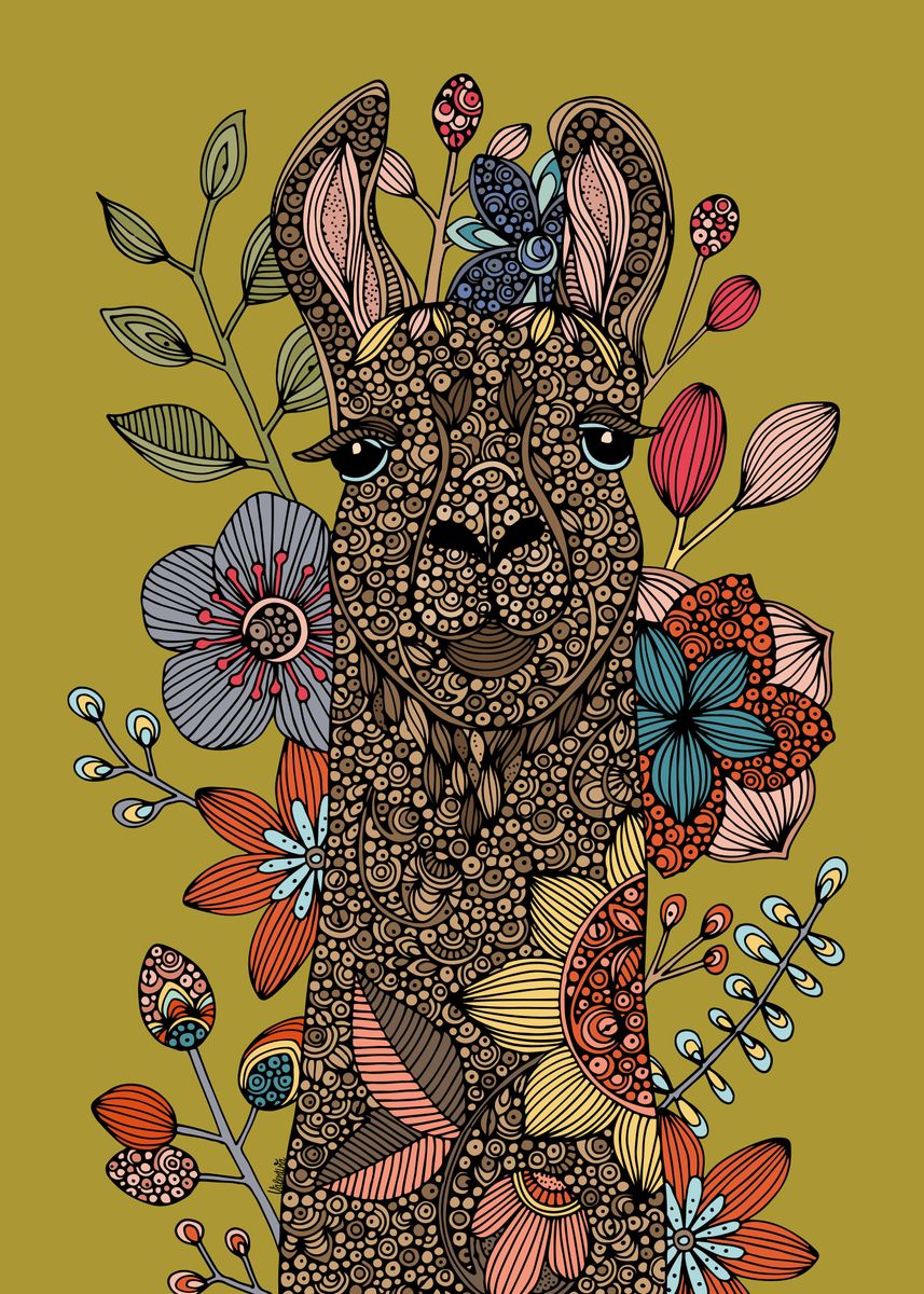 'Llama' Poster, picture, metal print, paint by Valentina | Displate