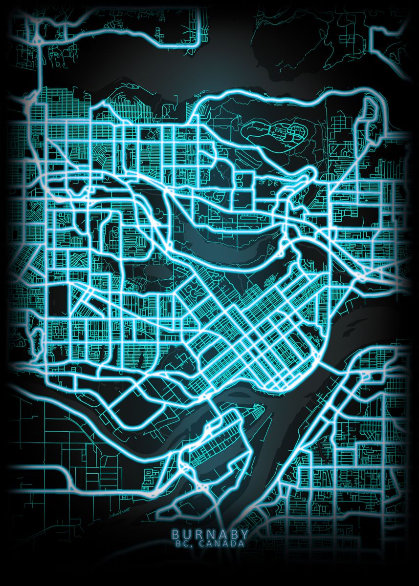 'Burnaby BC Canada City Map' Poster by City Map Art Prints | Displate