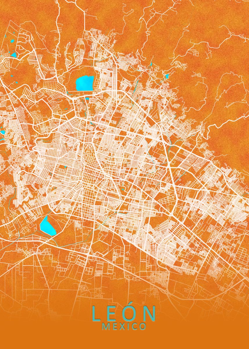 'Leon Spain City Map' Poster, picture, metal print, paint by City Map ...