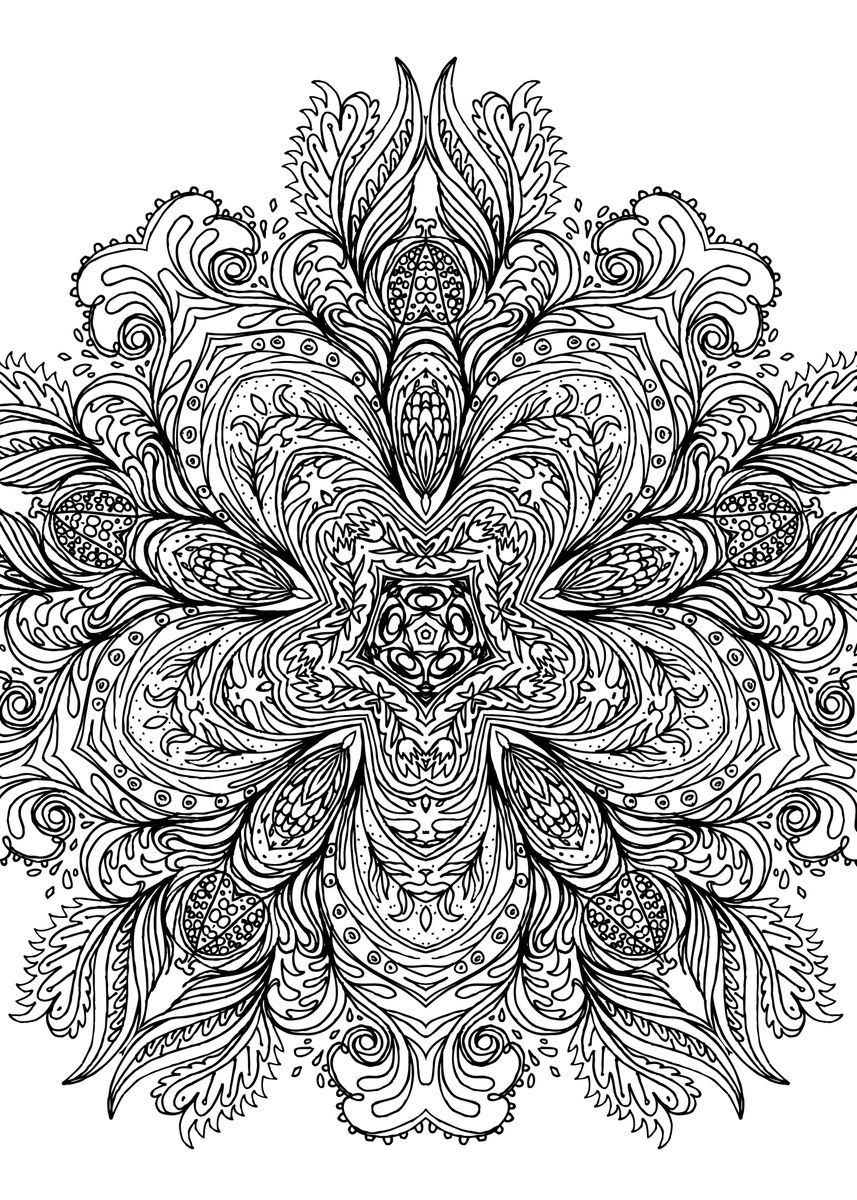 'Indian BW Mandala' Poster by Aloke Design | Displate