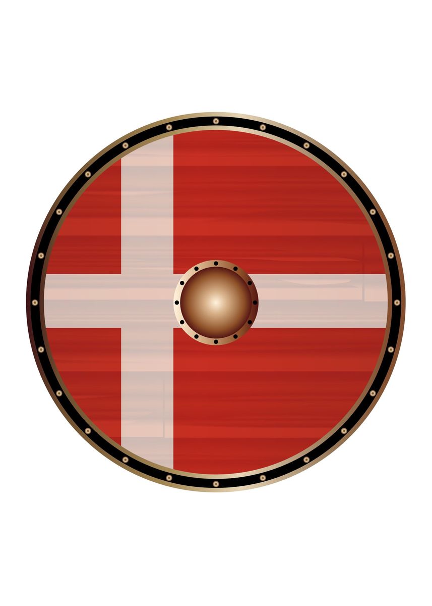 'Dane Flag Viking Shield' Poster, picture, metal print, paint by ...