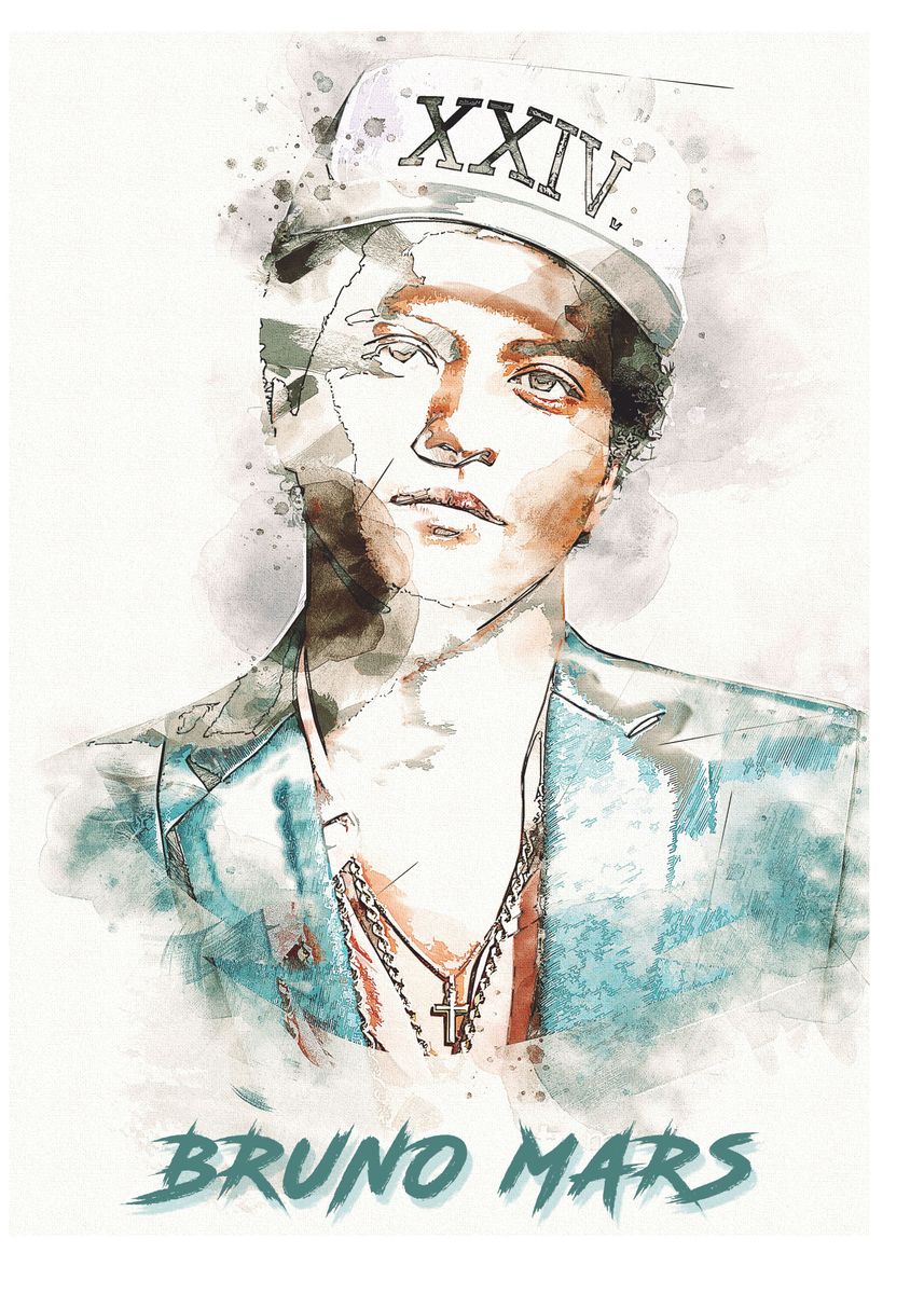 'Bruno Mars' Poster, picture, metal print, paint by Indra | Displate
