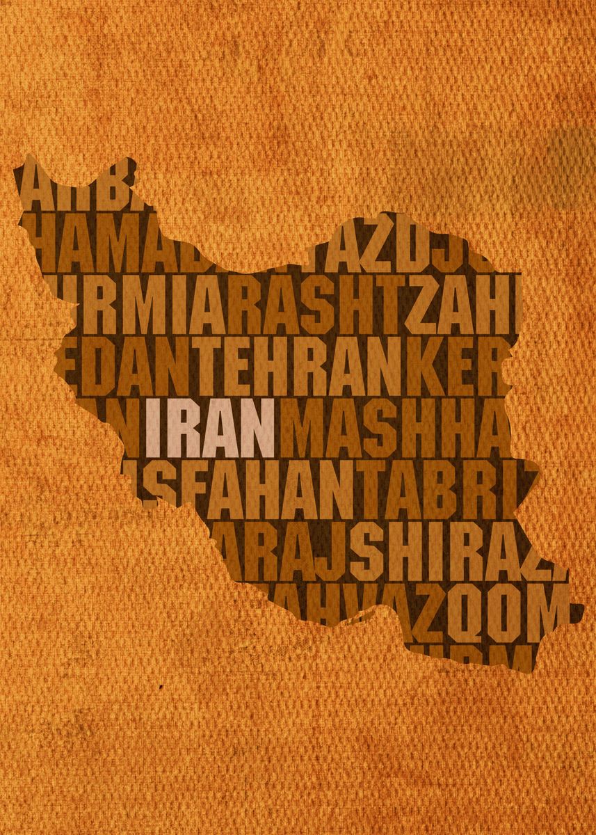 'Iran Country Word Map Art' Poster, picture, metal print, paint by ...