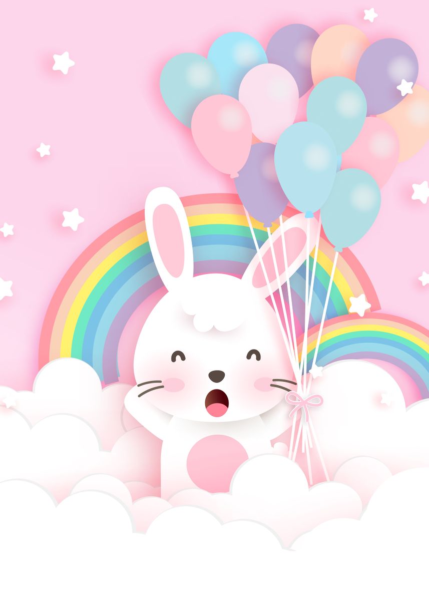 'cute rabbits' Poster, picture, metal print, paint by Queensy Collin ...