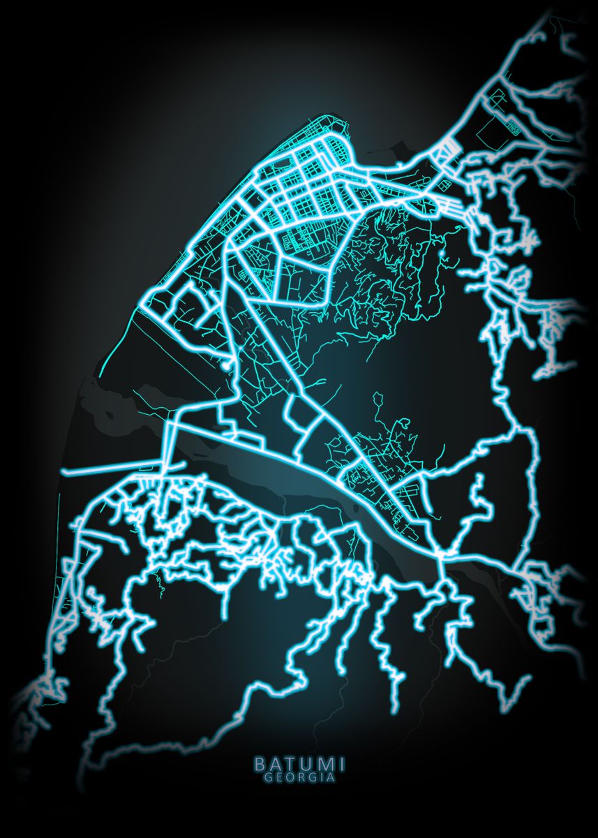 'Batumi Georgia City Map' Poster, picture, metal print, paint by City ...