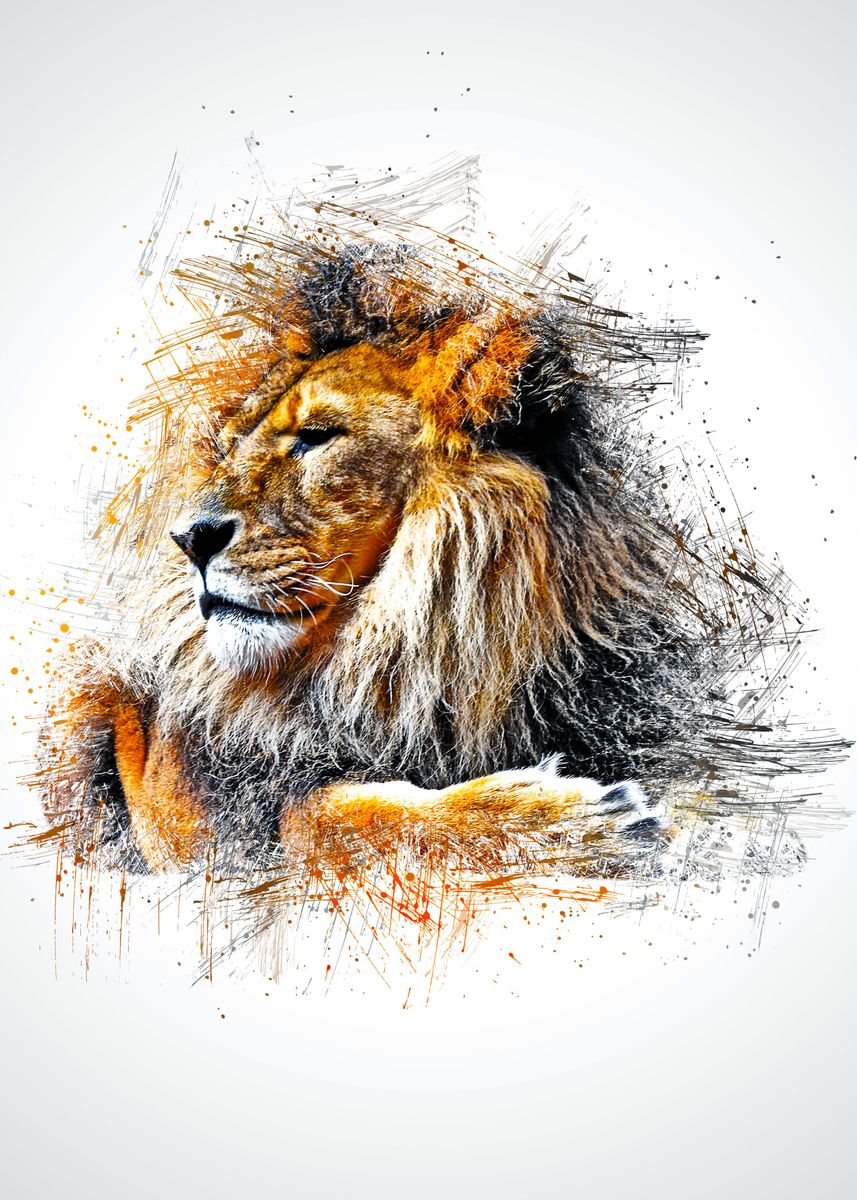 'The Lion' Poster, picture, metal print, paint by Mas Nono | Displate