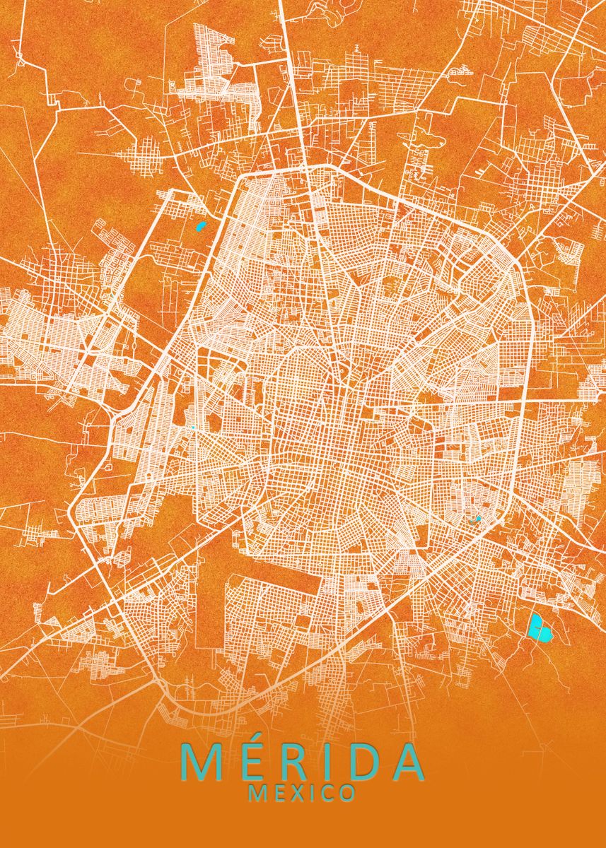 'Merida Mexico City Map' Poster, picture, metal print, paint by City ...