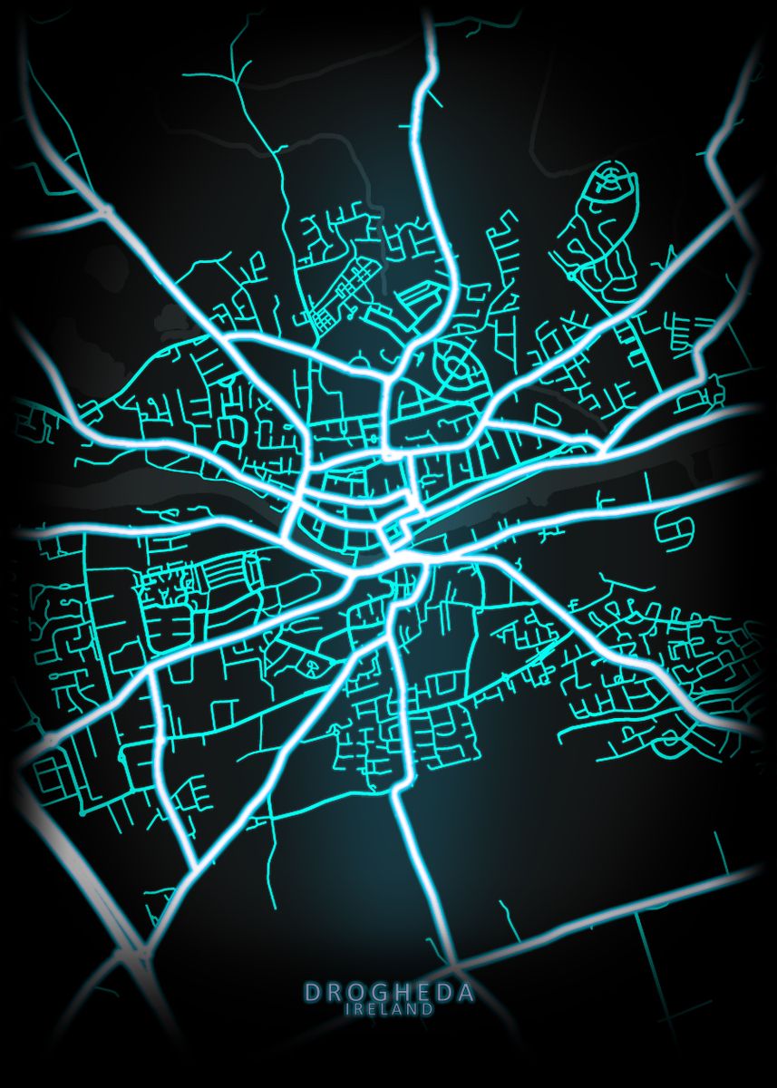 'Drogheda Ireland City Map' Poster, picture, metal print, paint by City ...