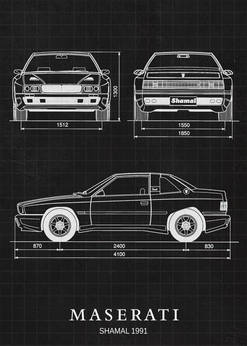 'Maserati Shamal 1991' Poster by MICHAEL BRUNS PLATES | Displate