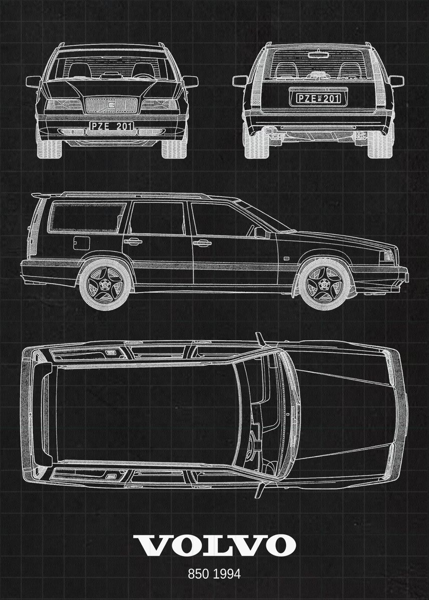 'Volvo 850 1994' Poster, picture, metal print, paint by DAVID CARL ...