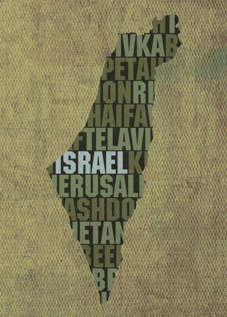 'Israel Country Word Map' Poster, picture, metal print, paint by Design ...