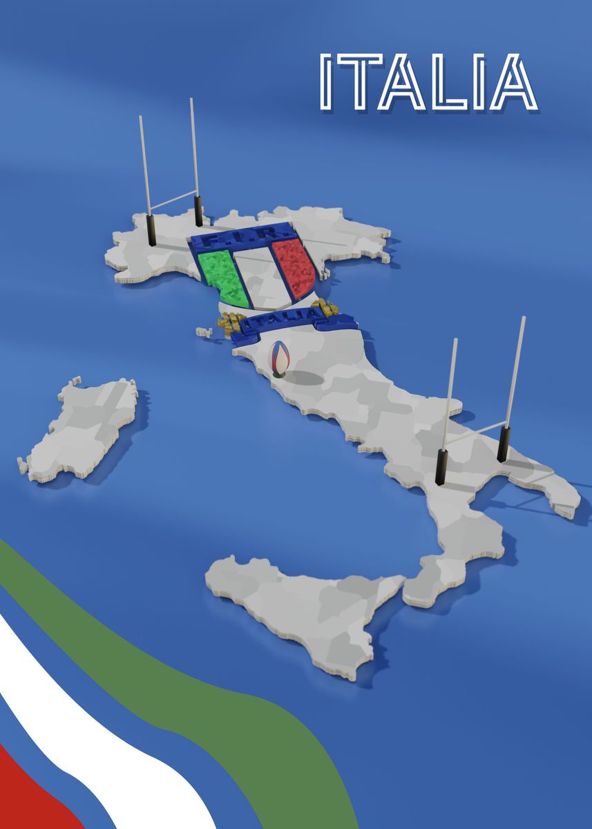'Italy Rugby' Poster, picture, metal print, paint by Lewis Gaston ...