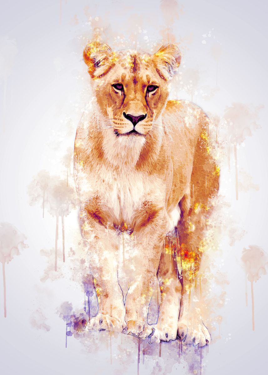 'Female Lion' Poster by Cornel Vlad | Displate