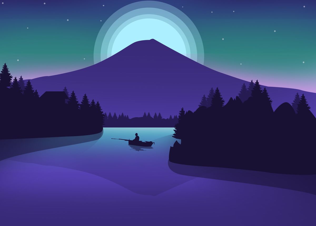 'fishing at night' Poster by artisticdesign 1903 | Displate