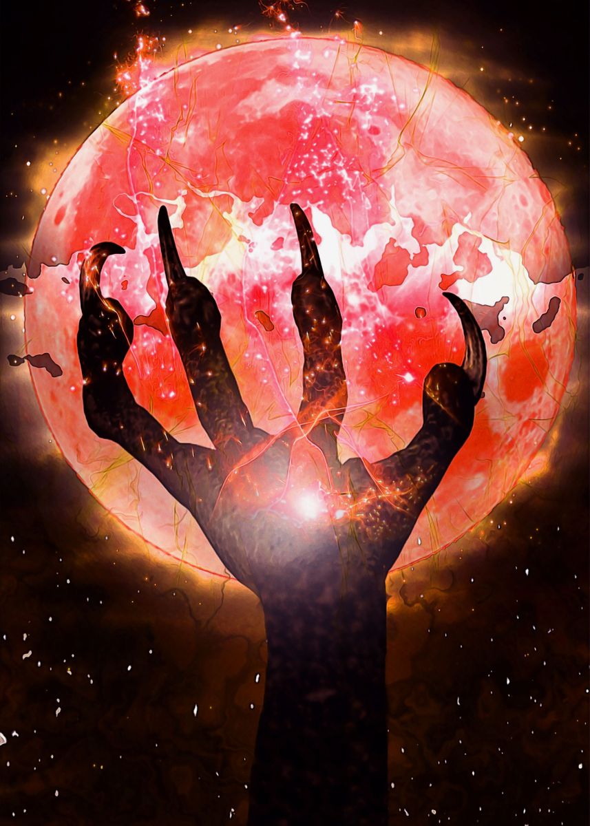 'Red moon and werewolf' Poster, picture, metal print, paint by Donma ...