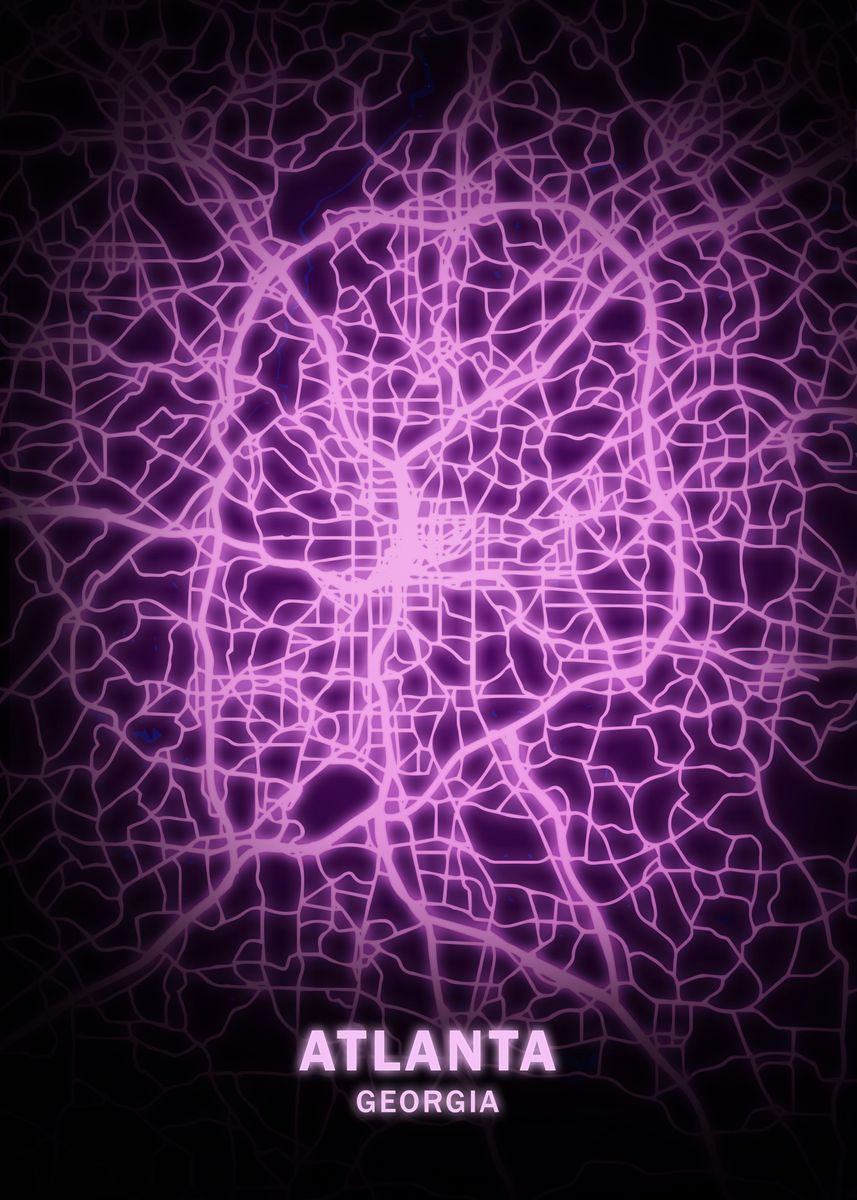 'ATLANTA GEORGIAI MAP' Poster, picture, metal print, paint by vector ...