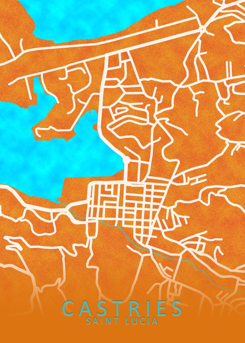 'Castries Saint Lucia City' Poster by City Map Art Prints | Displate
