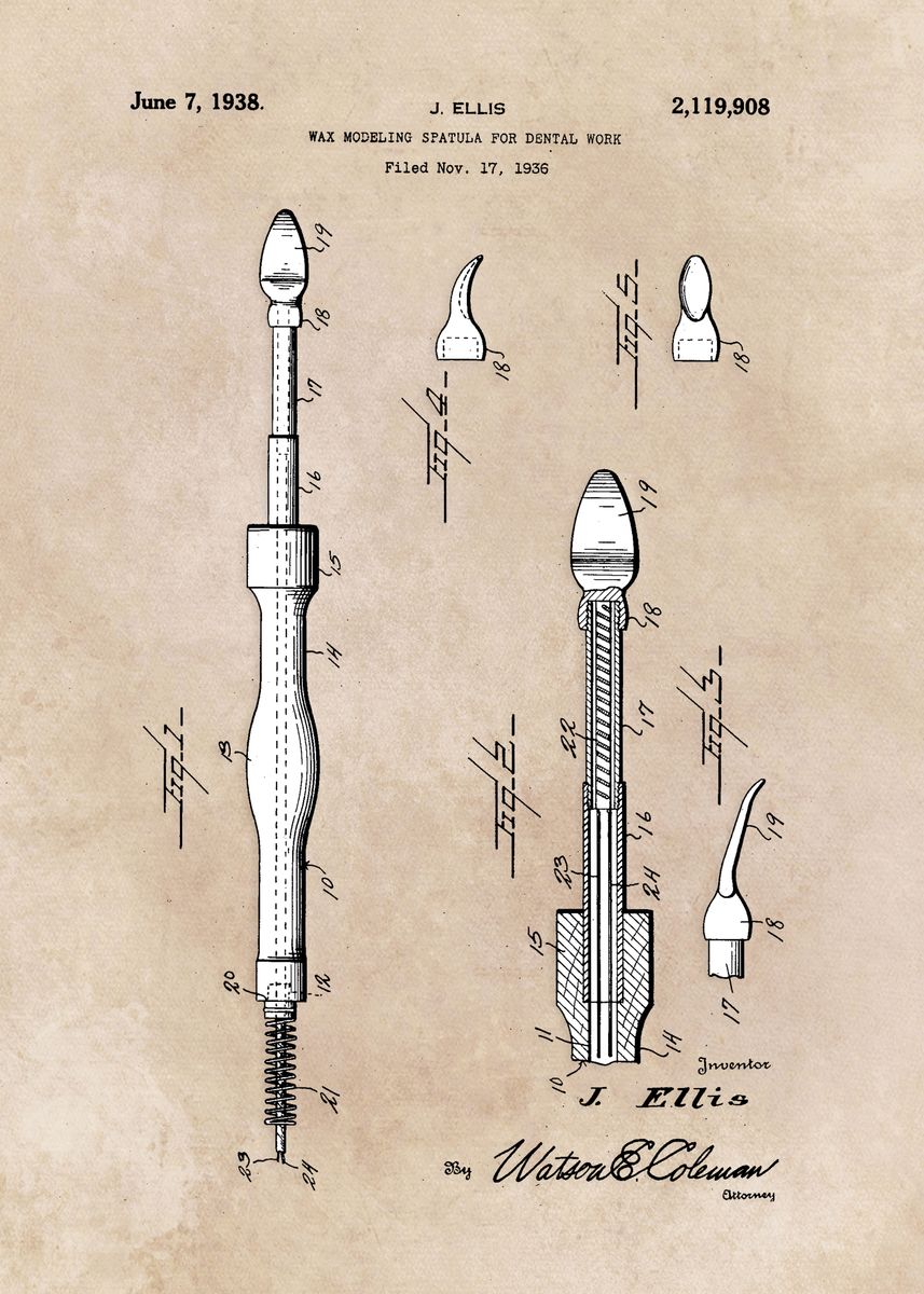 'patent Ellis Wax modeling ' Poster, picture, metal print, paint by ...